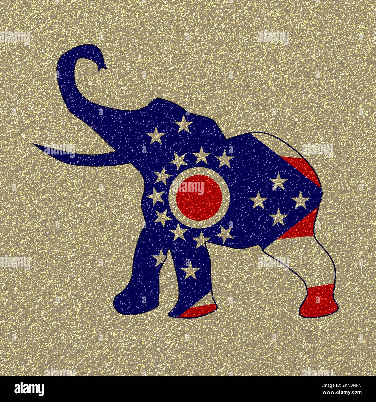 The Ohio Republican elephant flag over a gold grunge background Stock ...