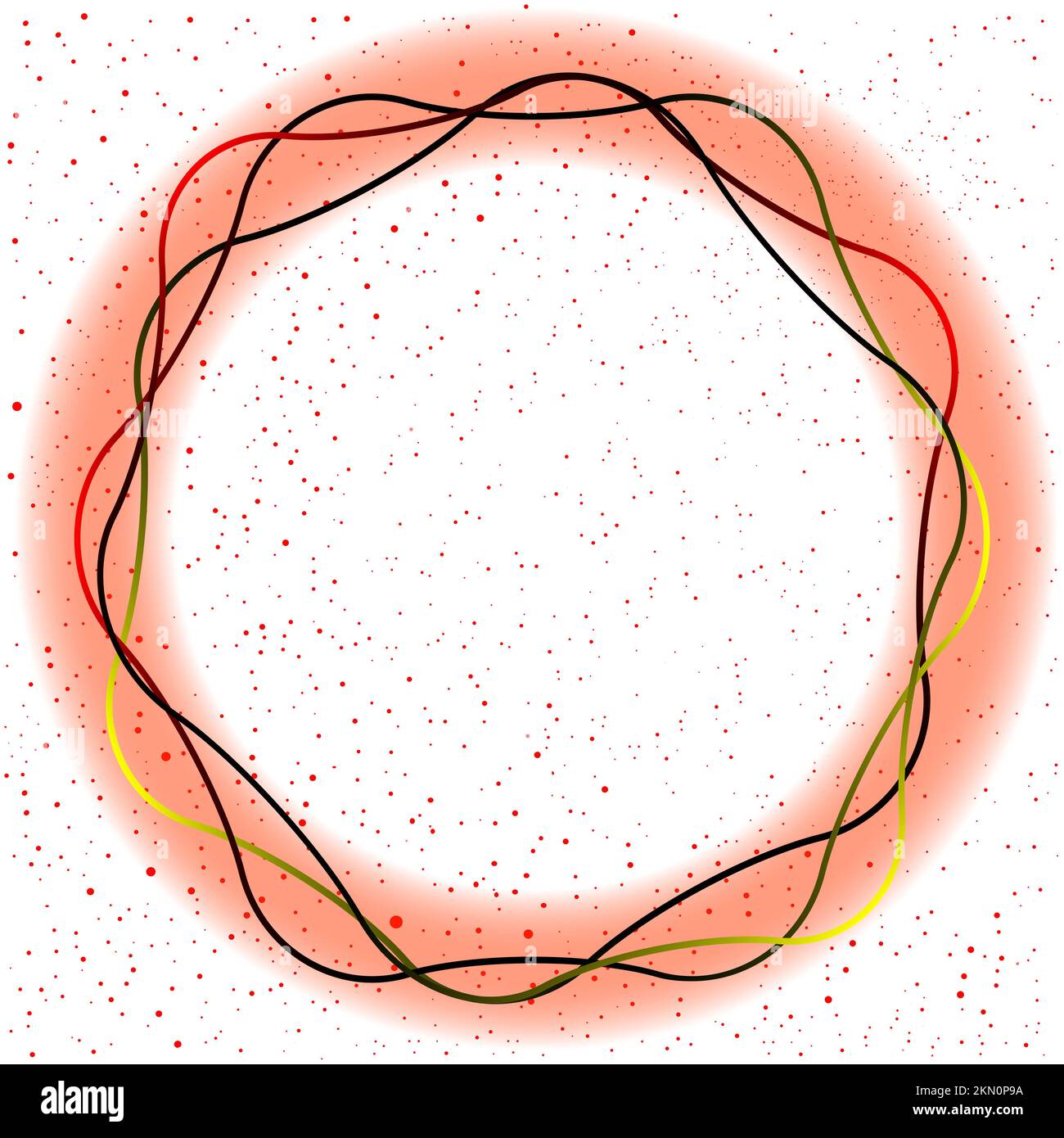 A shocking orange circle wave background with dots of electric red ...