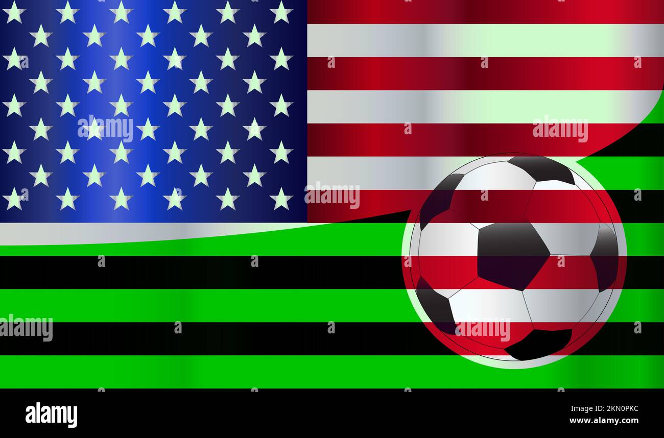 A typical soccer football isolated over a two tone green background ...