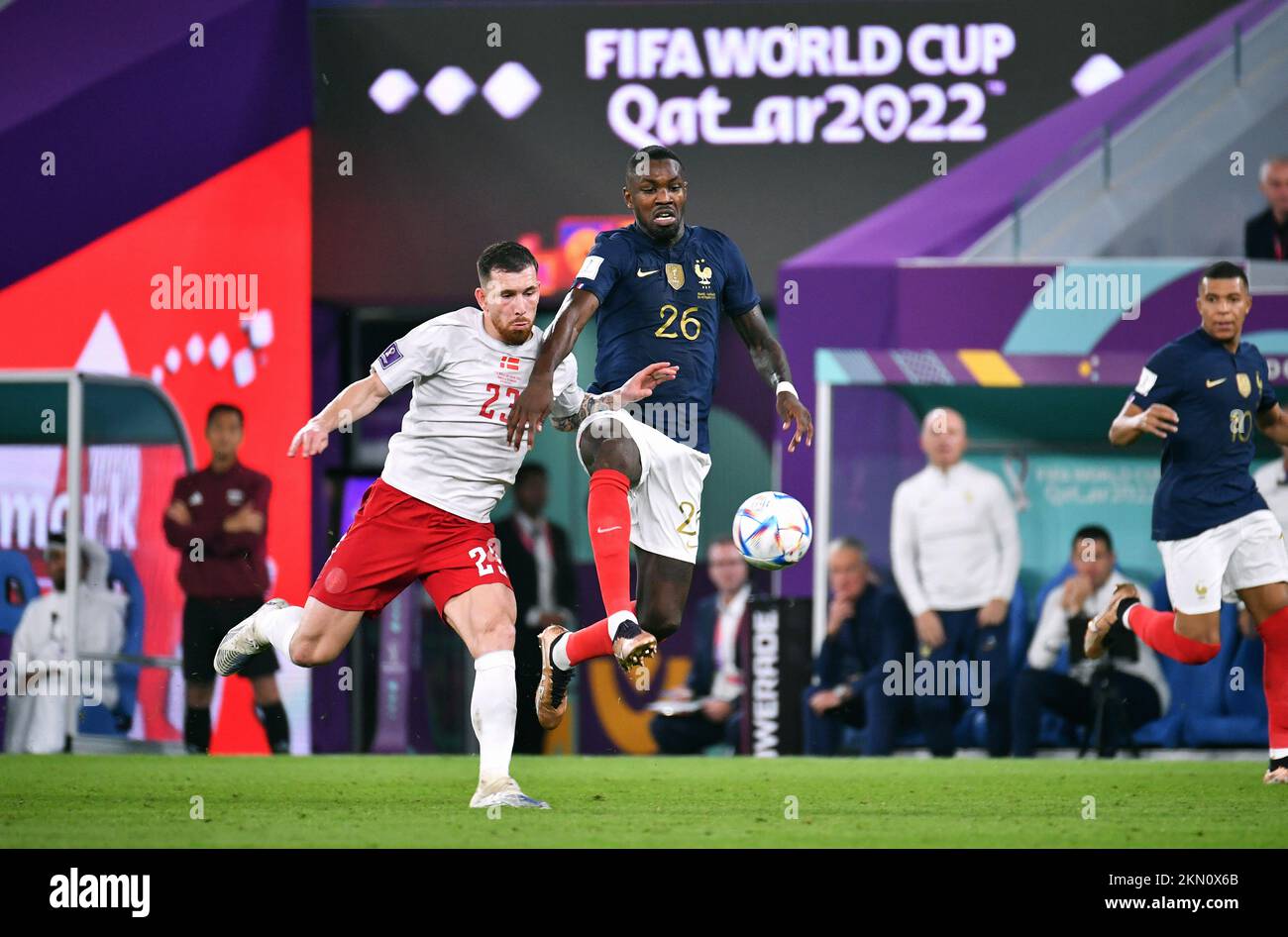 Football World Cup 2022, Qatar, Stadium 974; France vs Denmark Stock ...