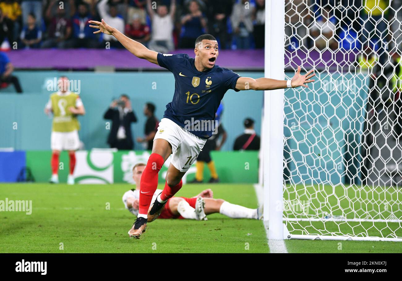 Football World Cup 2022, Qatar, Stadium 974; France vs Denmark Stock ...