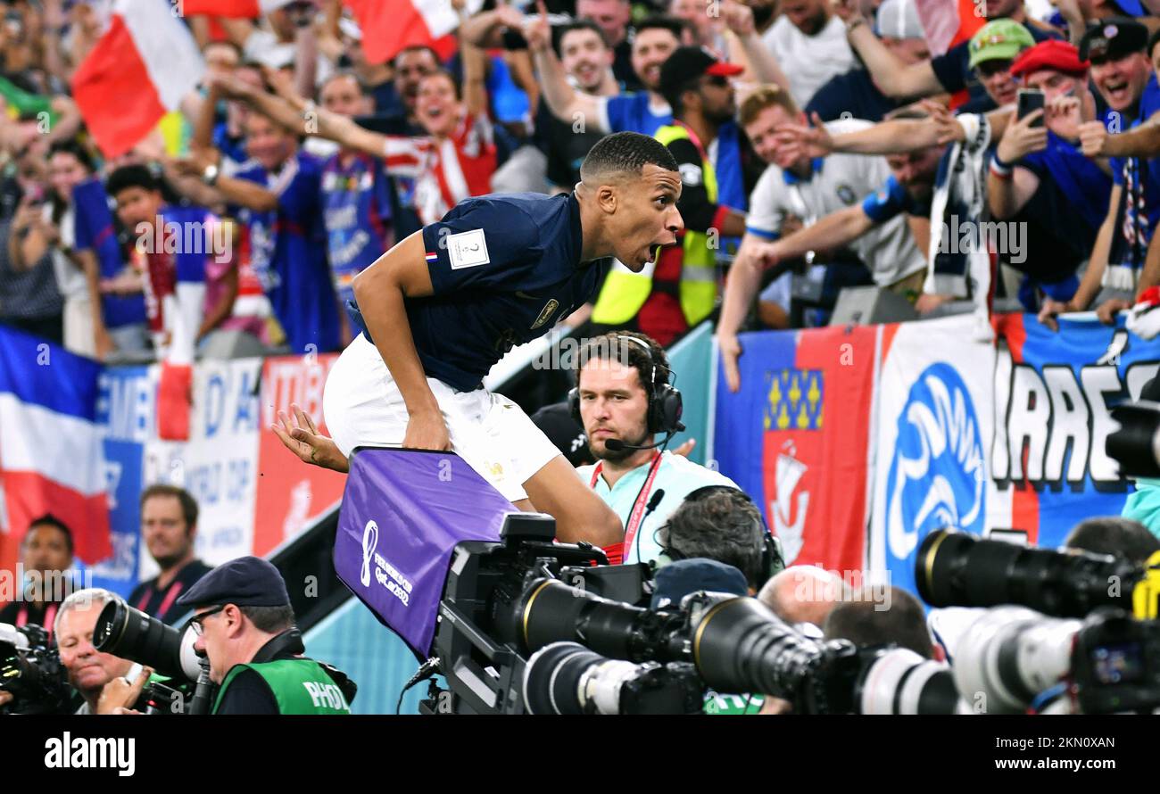 Football World Cup 2022, Qatar, Stadium 974; France vs Denmark Stock ...