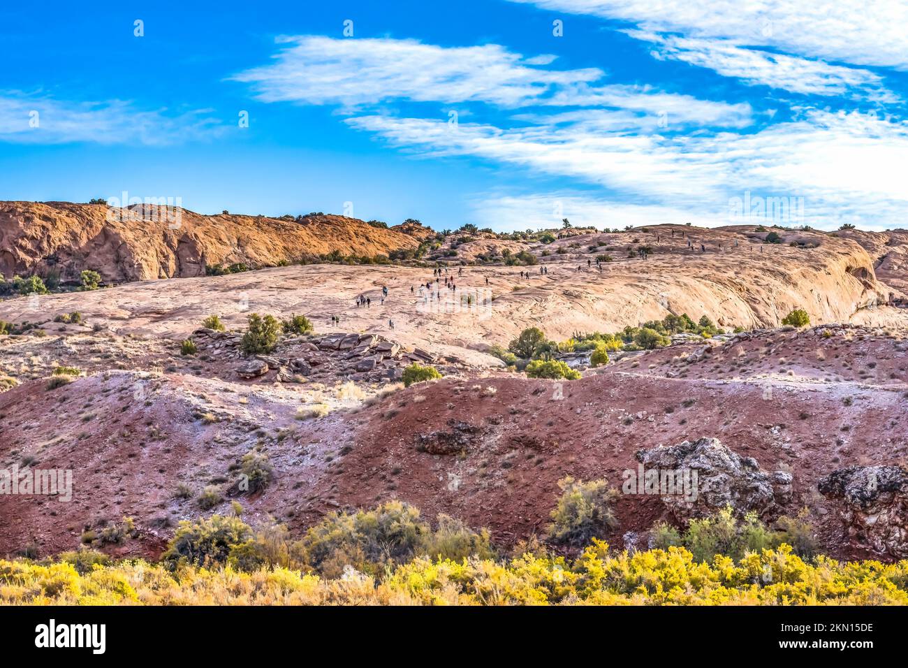 Climbing Delicate Arch Rock Canyon Arches National Park Moab Utah USA ...