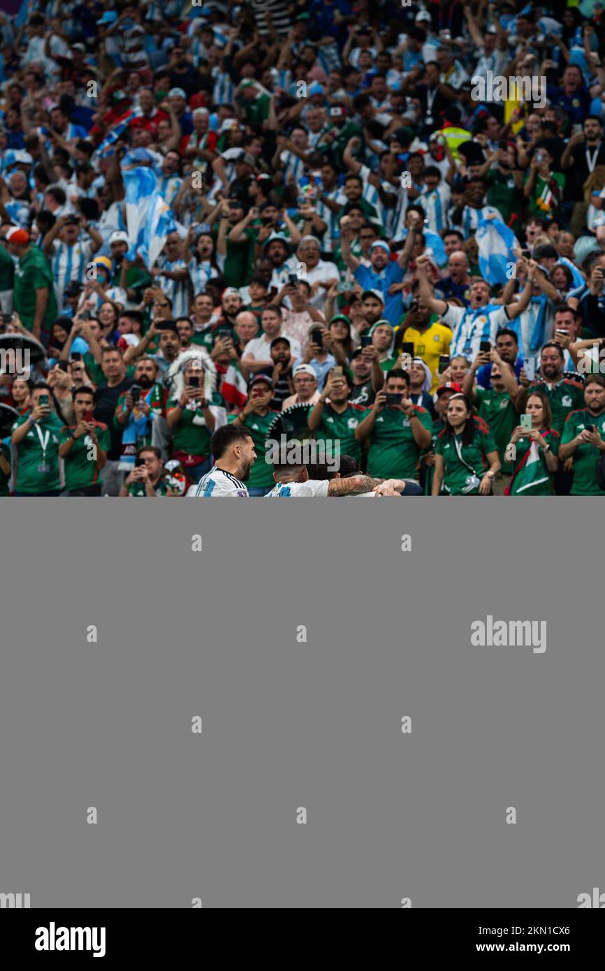 LUSAIL, QATAR - NOVEMBER 26: Argentina celebrates Lionel Messiâ€™s ...