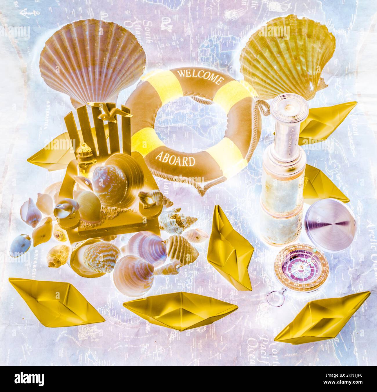 A fun travel scene of a miniature tropical vacation complete with ...