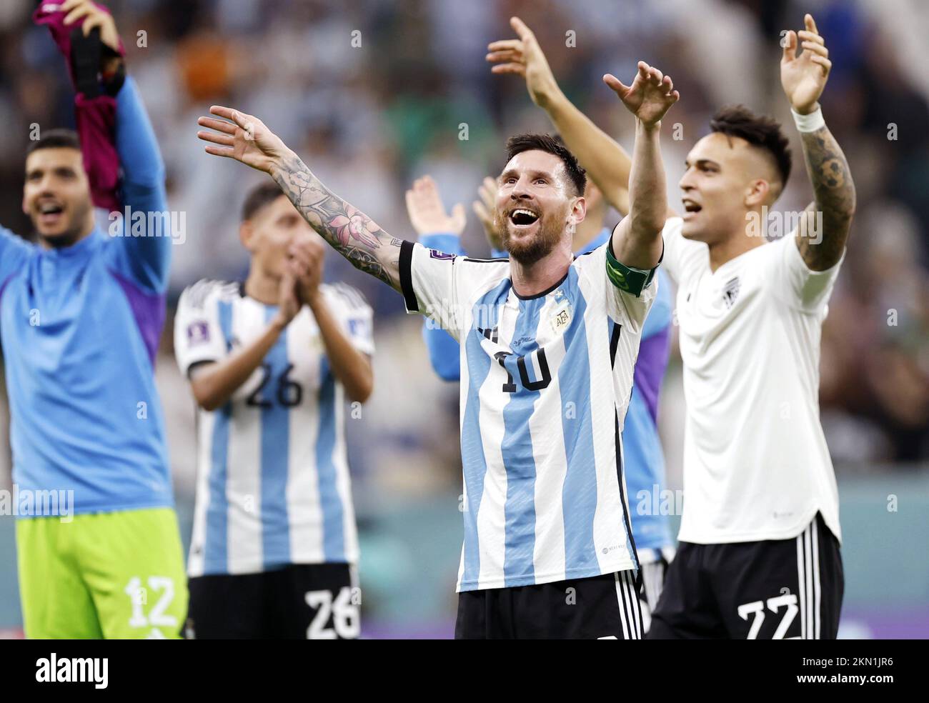 Argentina's Lionel Messi (10) celebrates after his team defeated Mexico ...