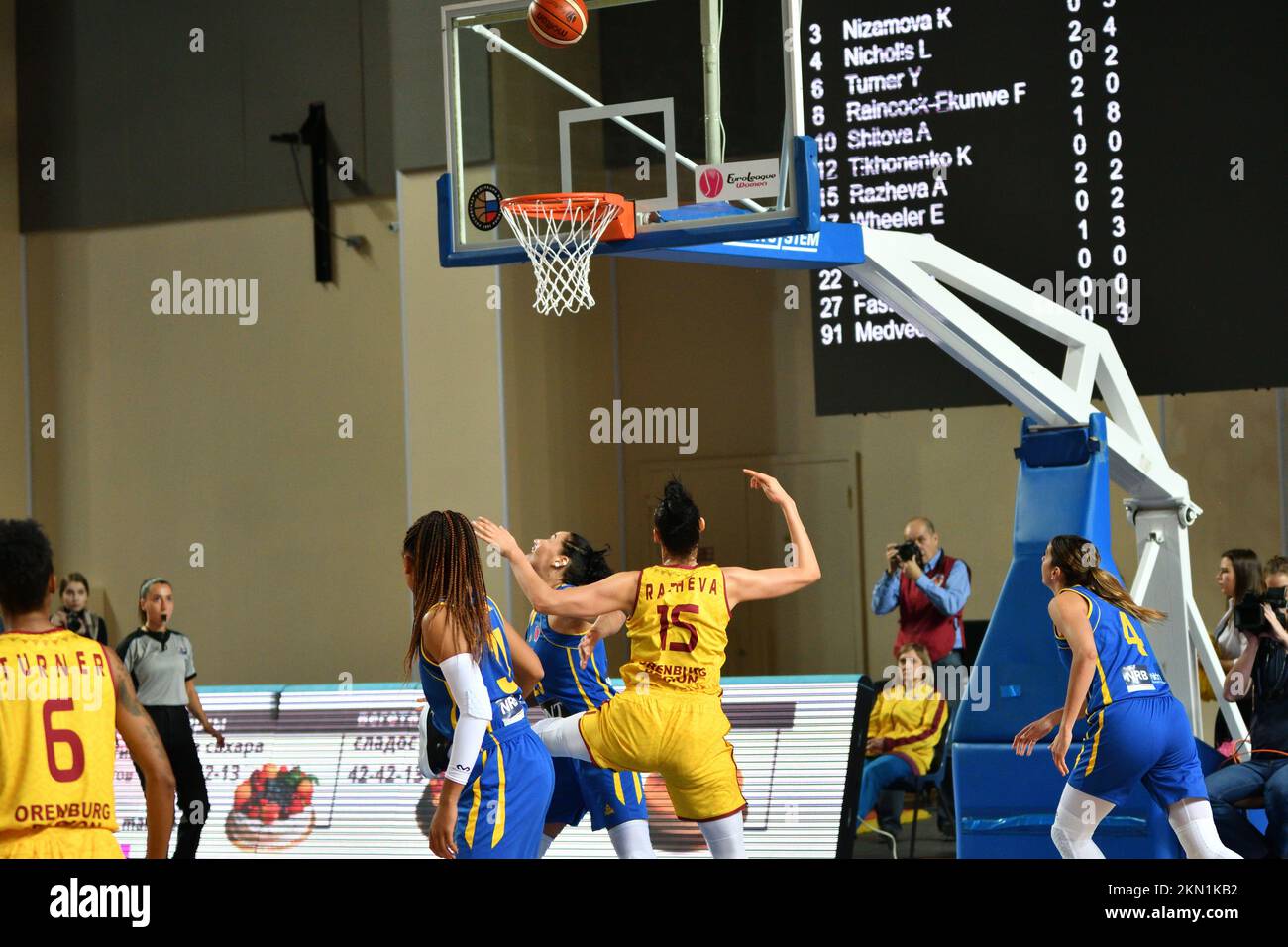 Orenburg, Russia - October 31, 2019: Girl play basketball Euroleague ...