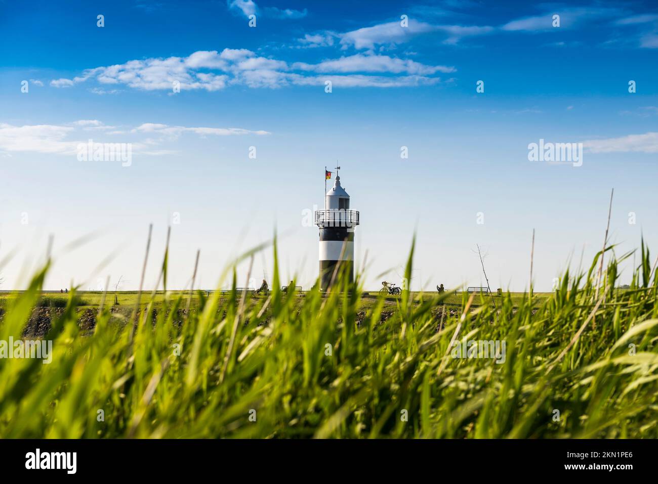 Black and white lighthouse, Kleiner Preusse lighthouse, Wremen, Wadden ...