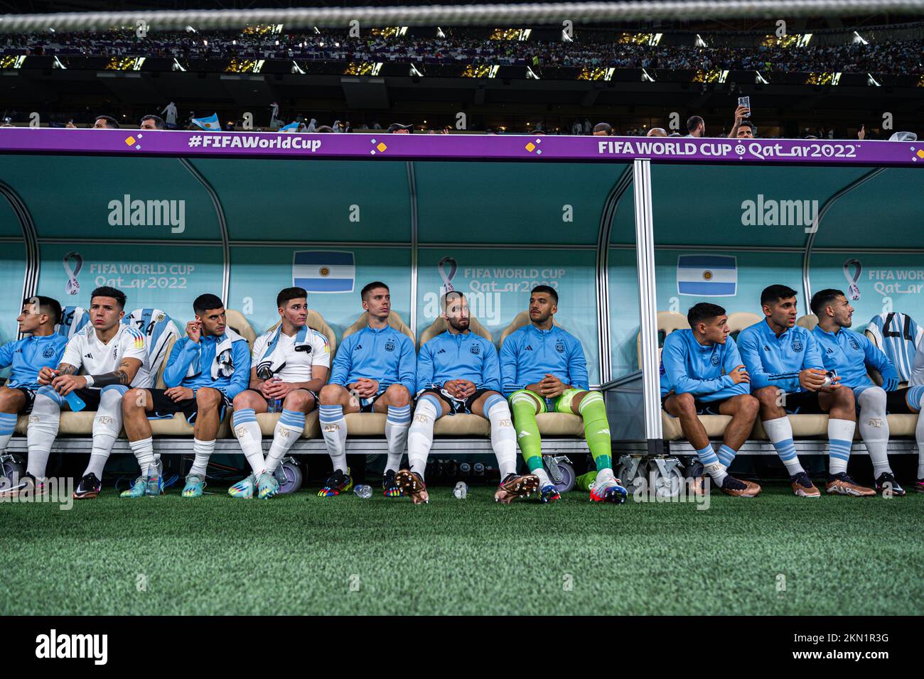 LUSAIL, QATAR - NOVEMBER 26: Argentina substitute bench before the ...