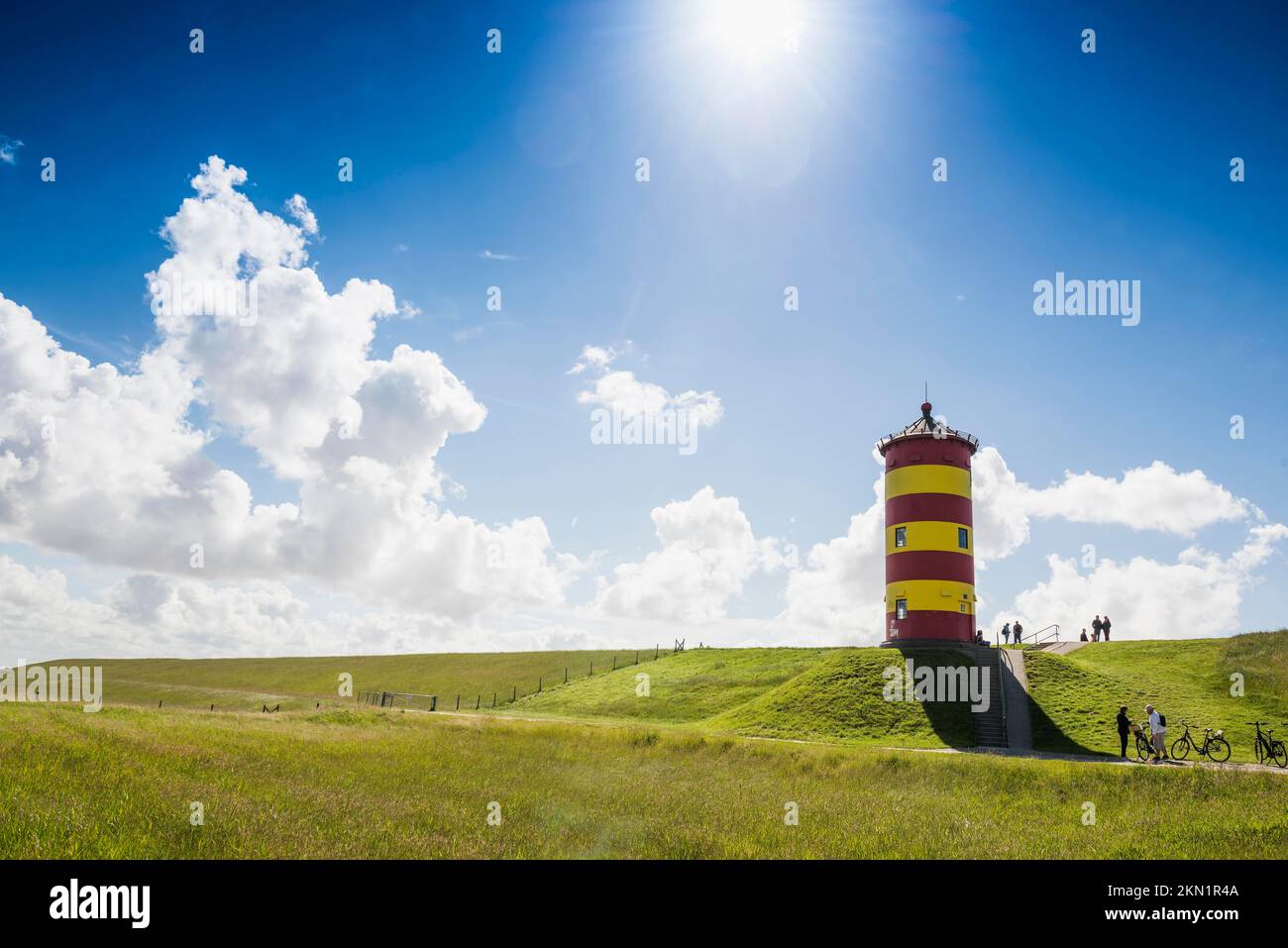 Yellow lighthouse, Pilsum lighthouse, Pilsum, Krummhörn, East Frisia ...