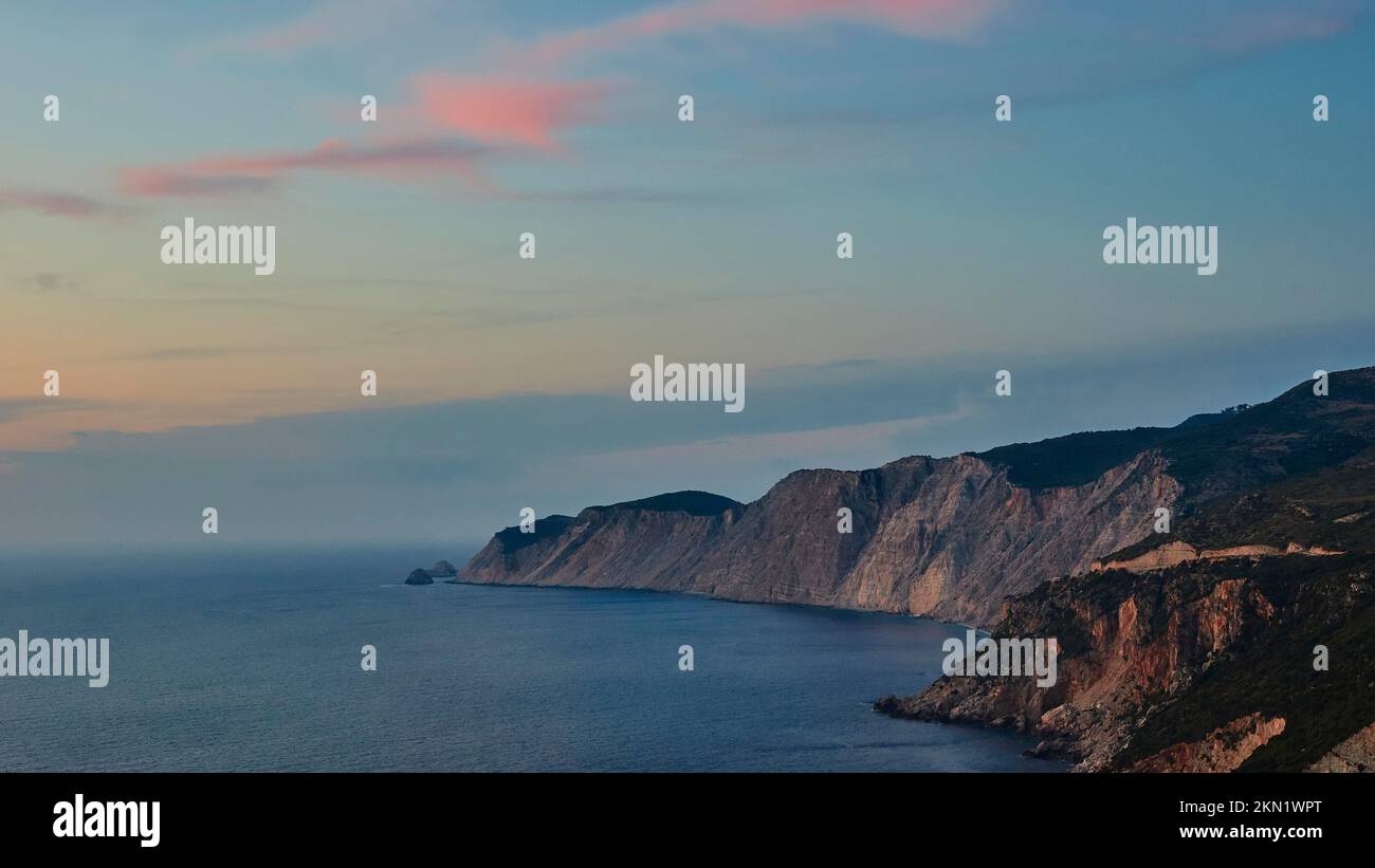 Kipoureon Monastery, Paliki Peninsula, west coast, cliffs, blue sky ...