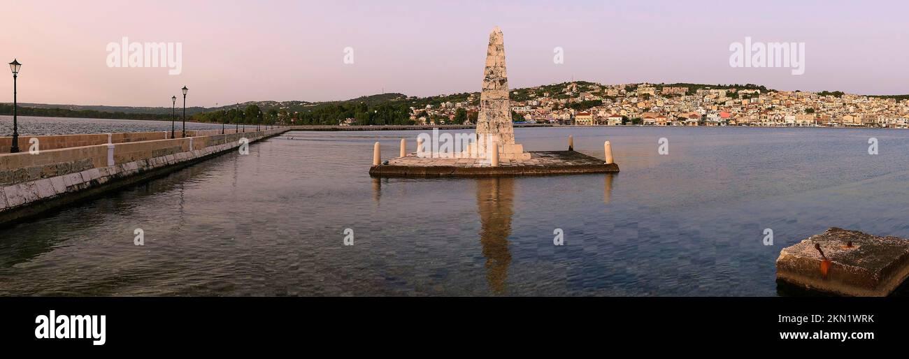 Panorama shot, Obelisk, De Bosset Bridge, Argostoli, Kefalonia Island ...