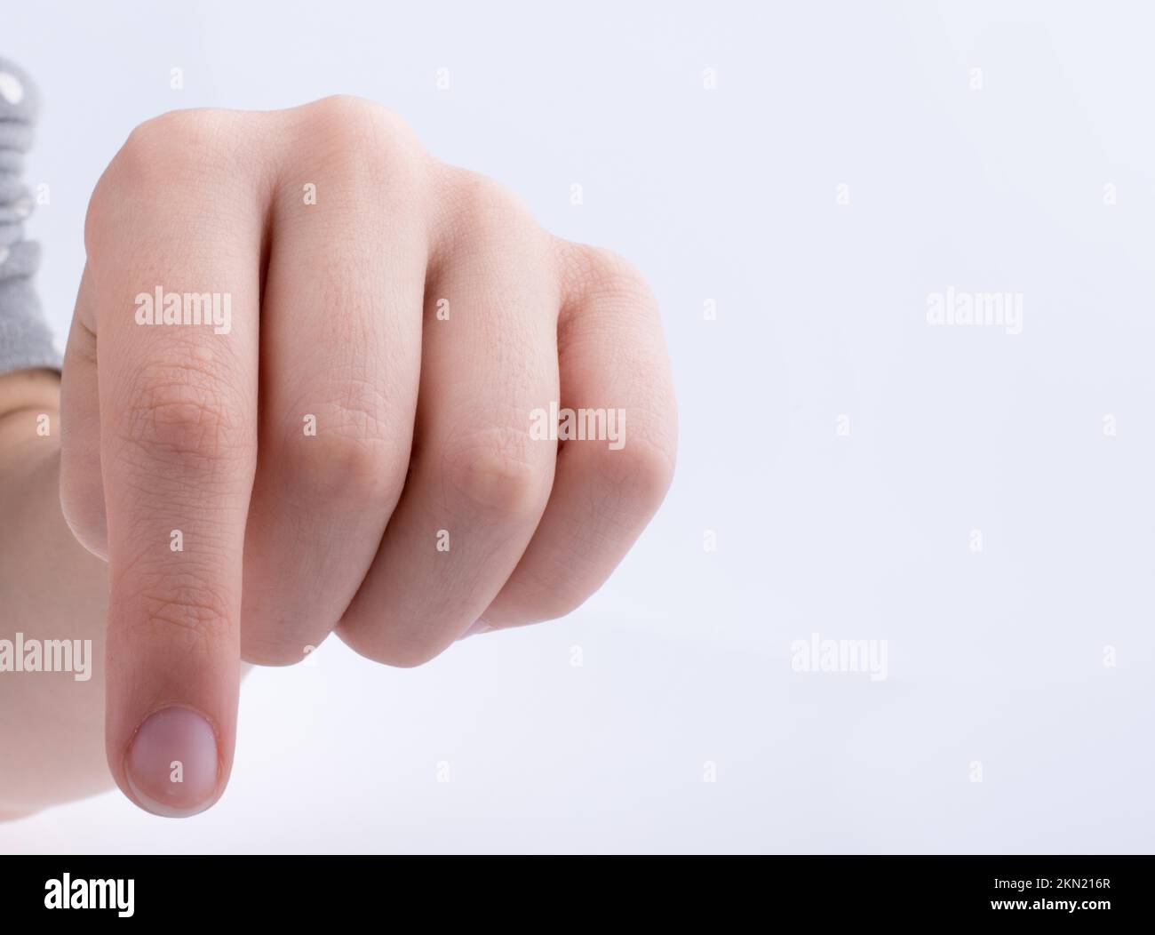 Hand pointing gesture on a white background Stock Photo - Alamy