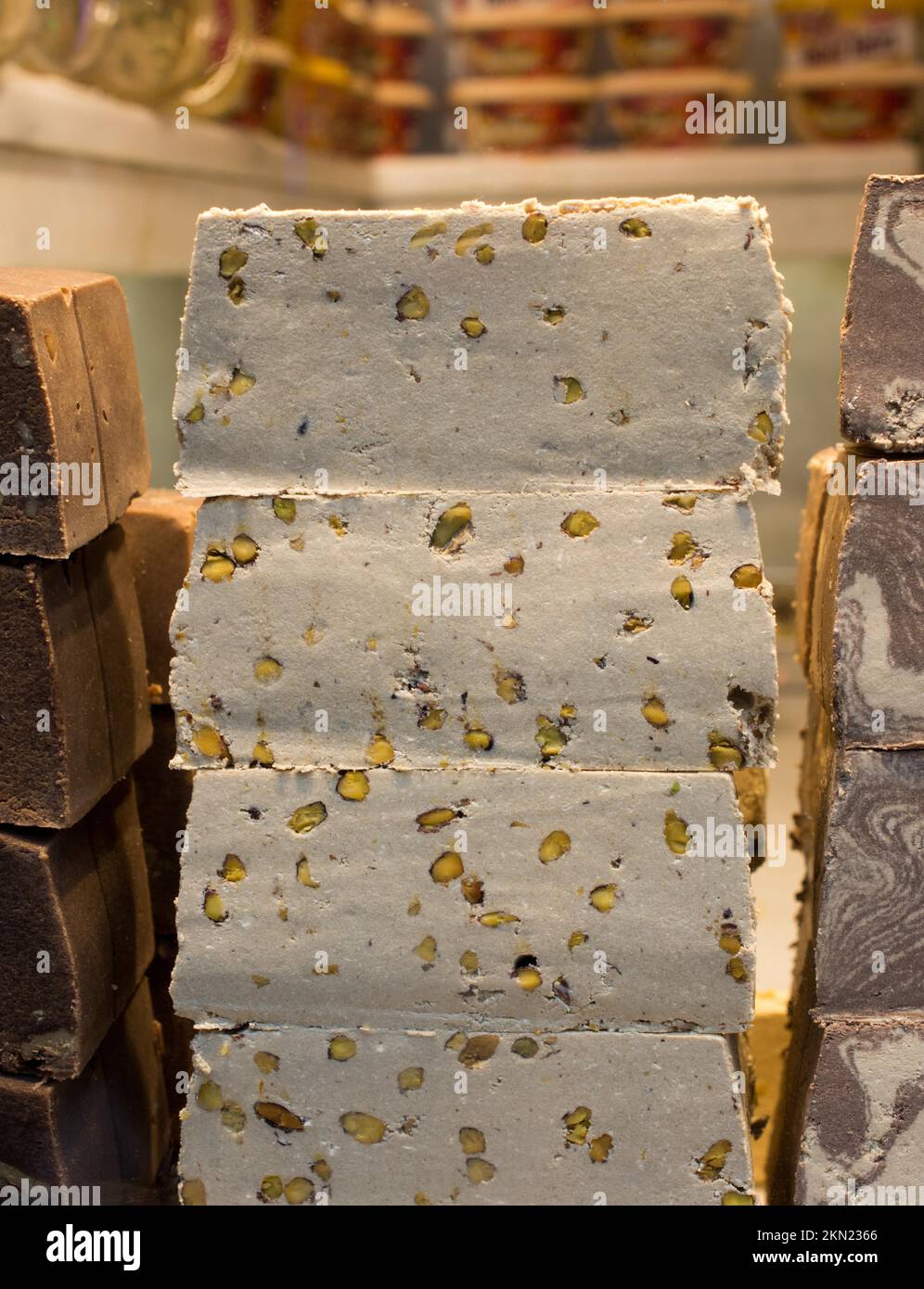 Traditional eastern Halvah a sweet confection made with tahini sesame ...