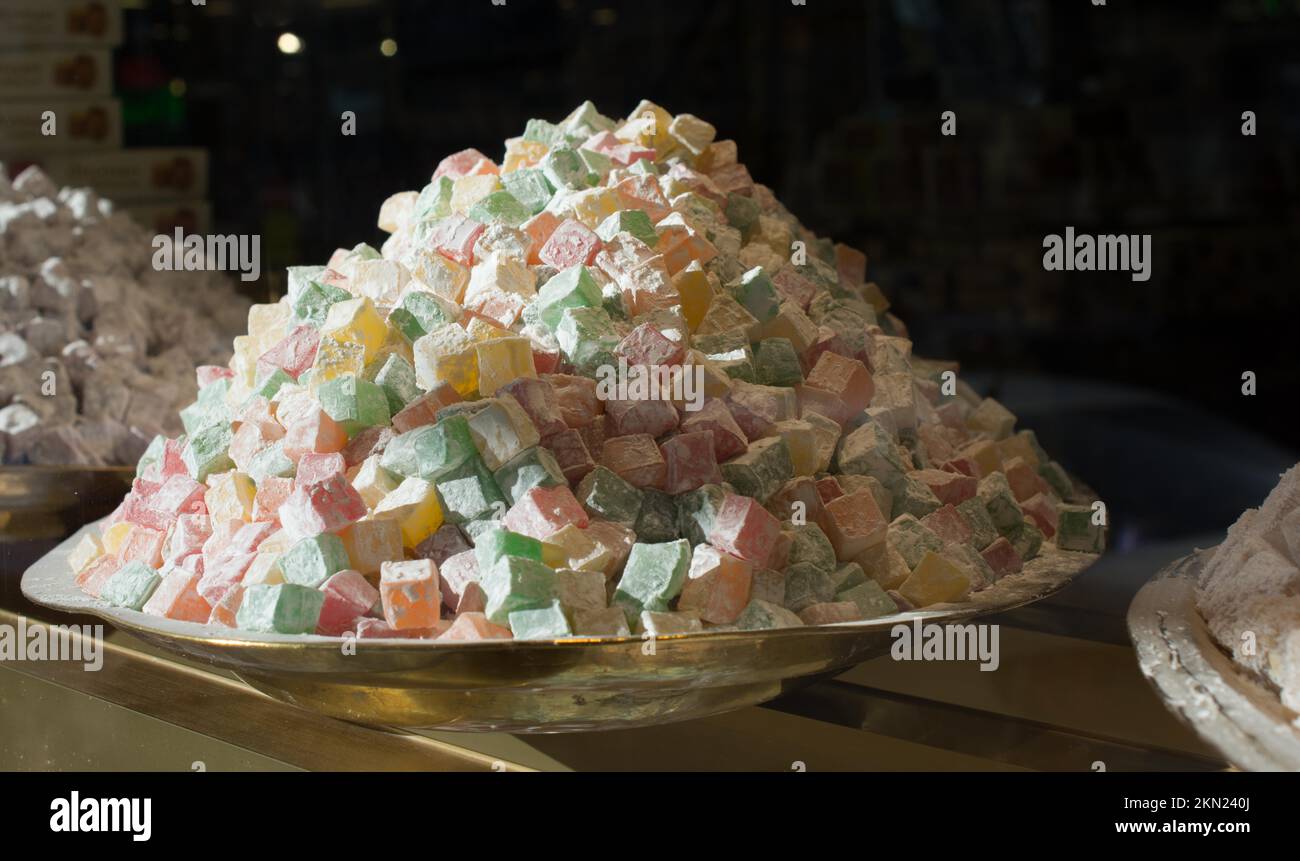 Load of traditional turkish delight lokum candy Stock Photo - Alamy