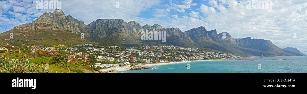 Twelve Apostle mountains in Cape Town, South Africa. A view of the ...