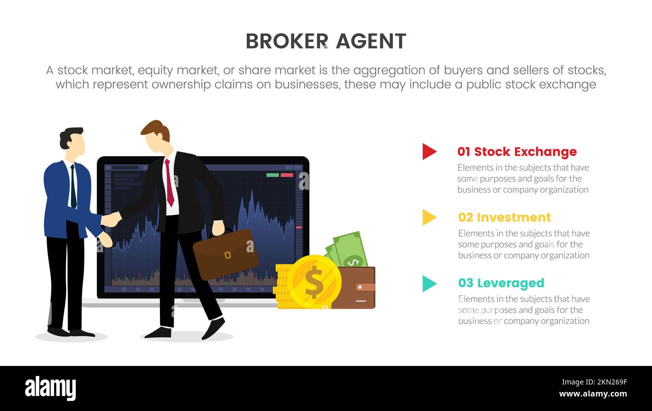 broker agent stock market trading exchange infographic concept for ...