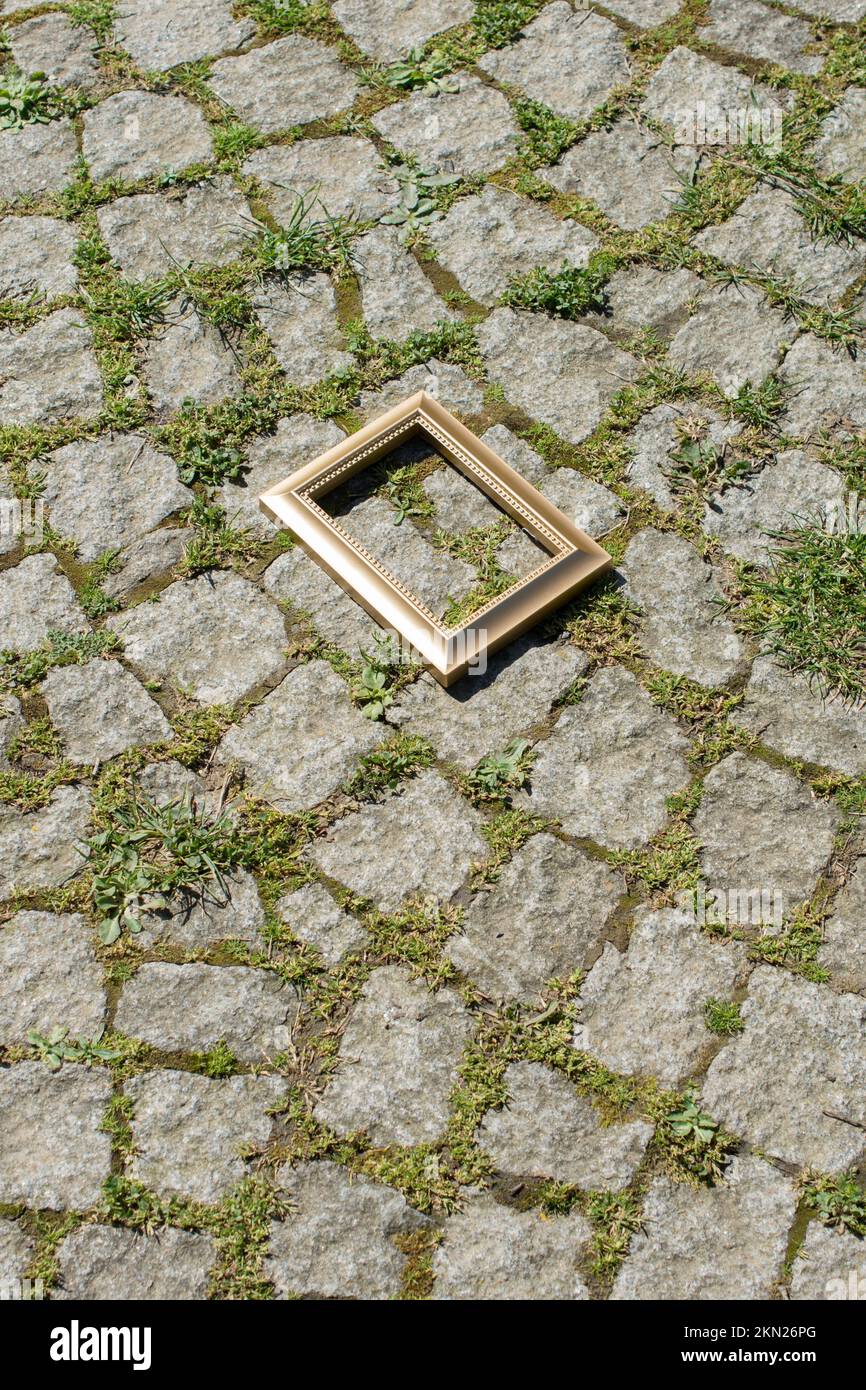 Blank wooden picture frame on a background Stock Photo - Alamy