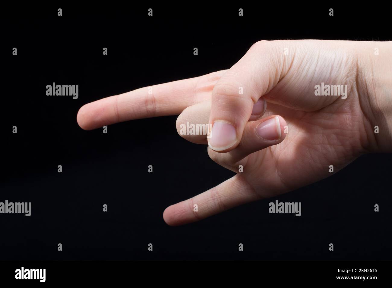 Rock sign Gesture hands with index and little finger up in form of ...