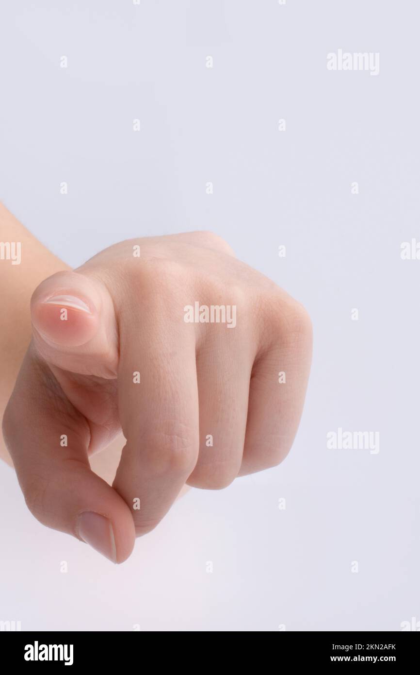 Hand pointing gesture on a white background Stock Photo - Alamy