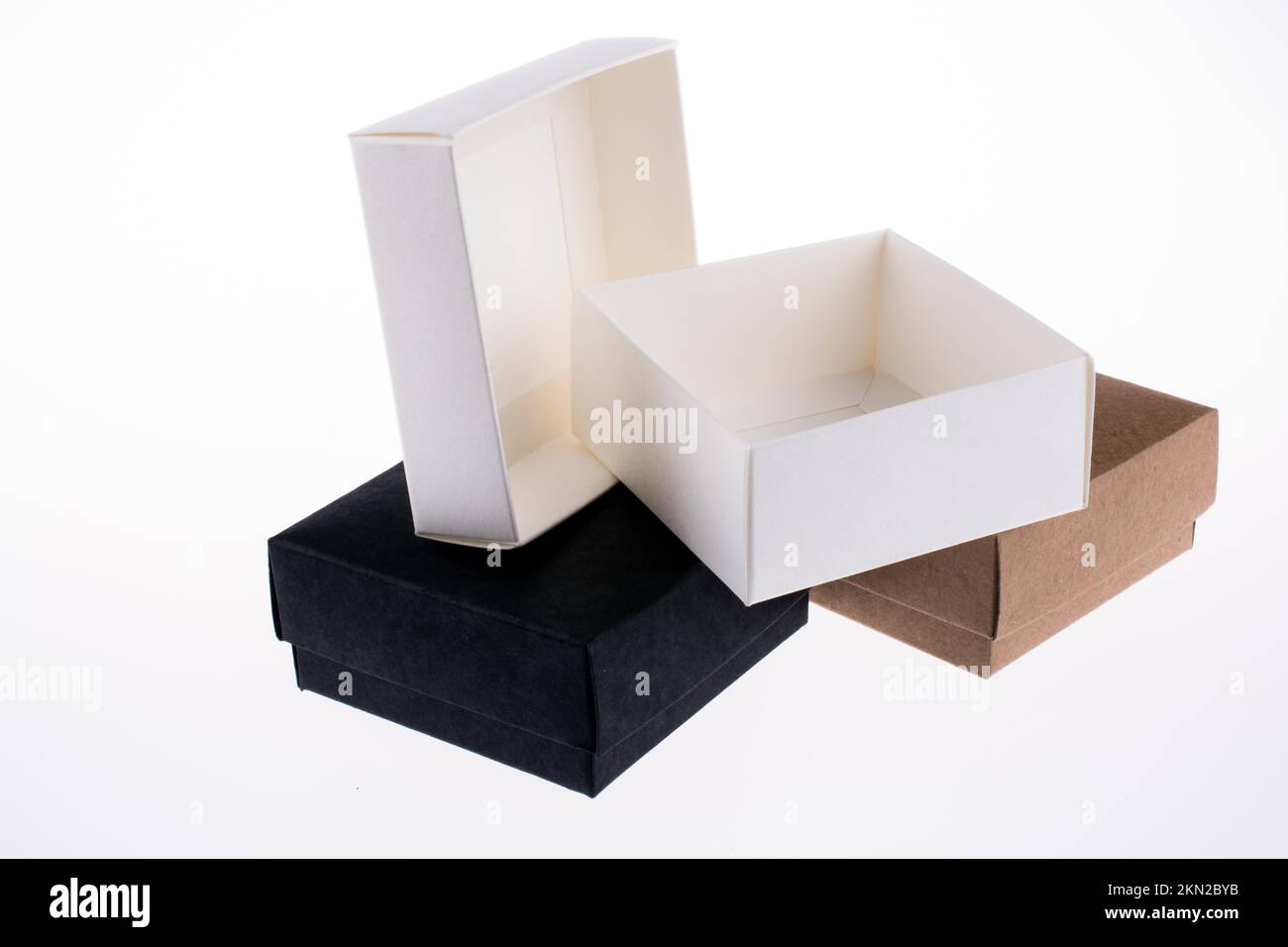 Cardboard Boxes on a white background Stock Photo - Alamy