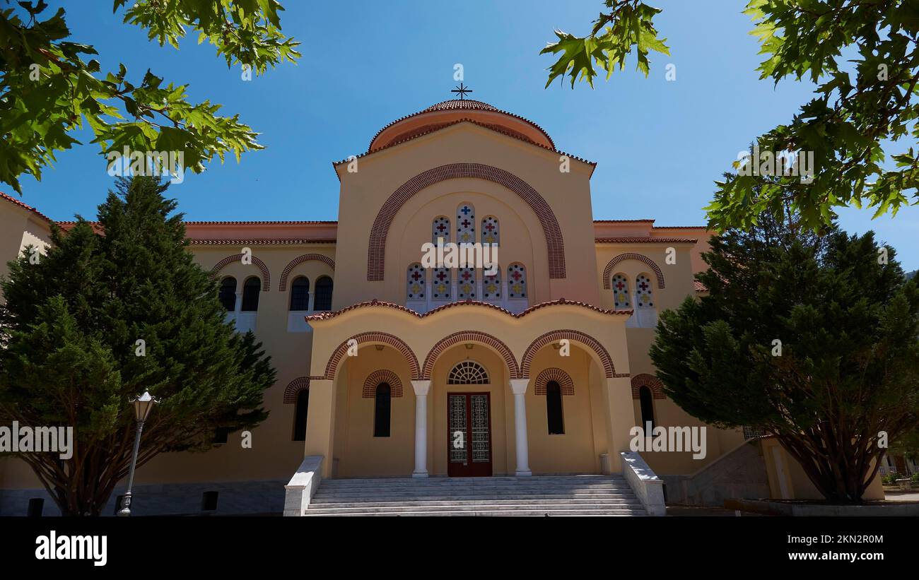 Monastery of Agios Gerasimos, island saint, portal, columns, main ...