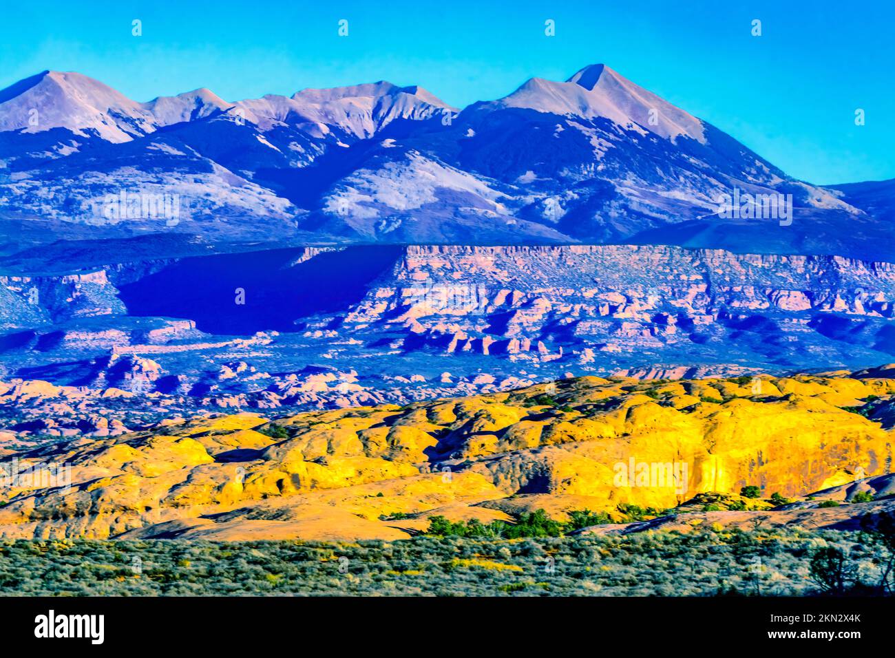 La Sal Mountains Yellow Rock Canyon Arches National Park Moab Utah USA ...
