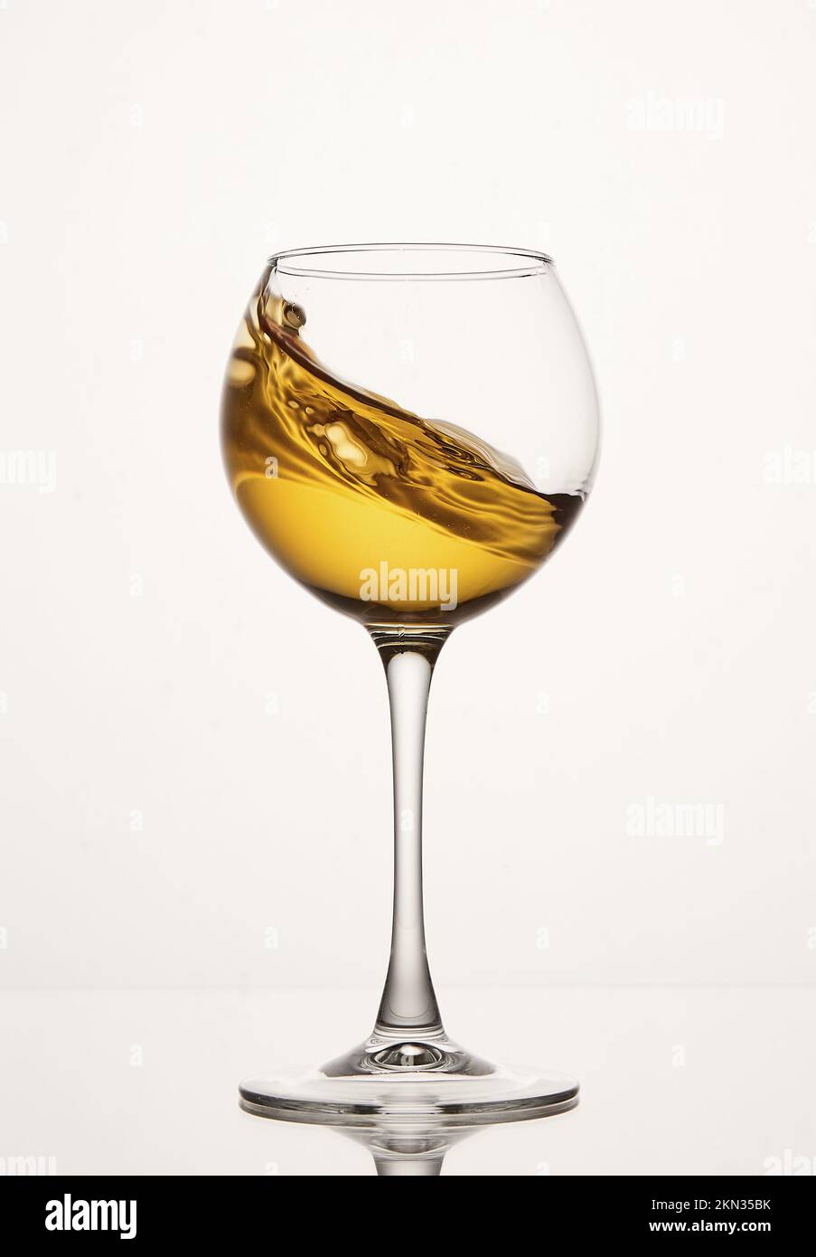 White wine diagonal wave, curl is in stemmed glass Stock Photo - Alamy