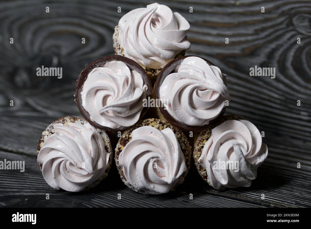 Homemade marshmallows in waffle cones. Homemade zephyr Stock Photo - Alamy