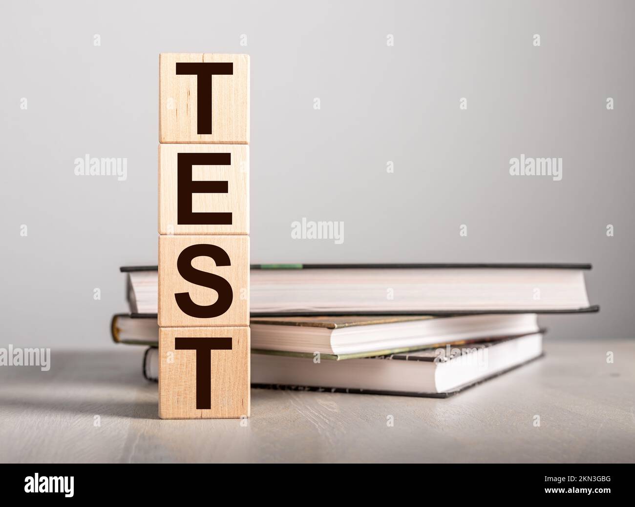 Test word, checking education, knowledge. University exam concept. High ...