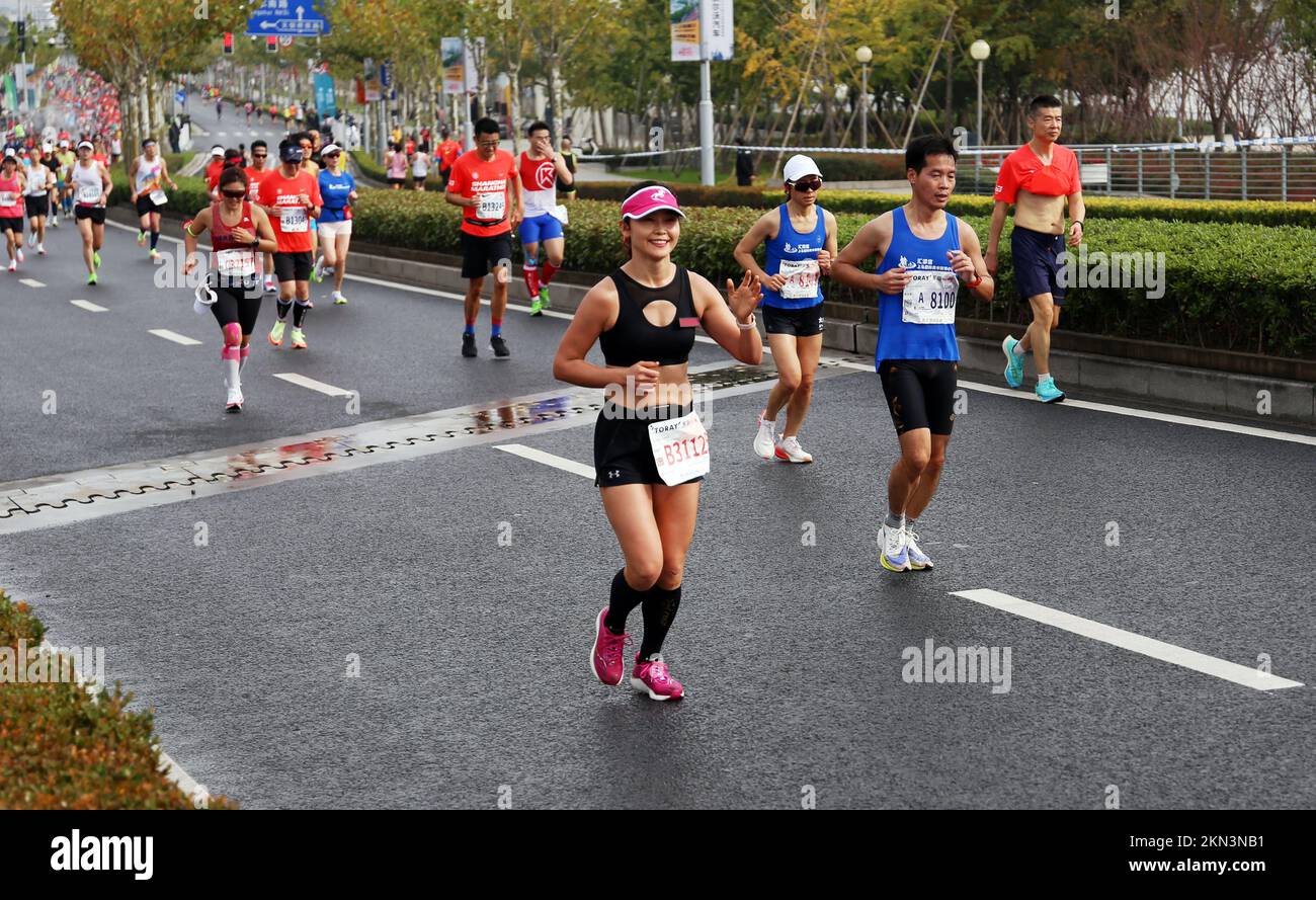 SHANGHAI, CHINA - NOVEMBER 27, 2022 - Runners take part in the 2022 ...