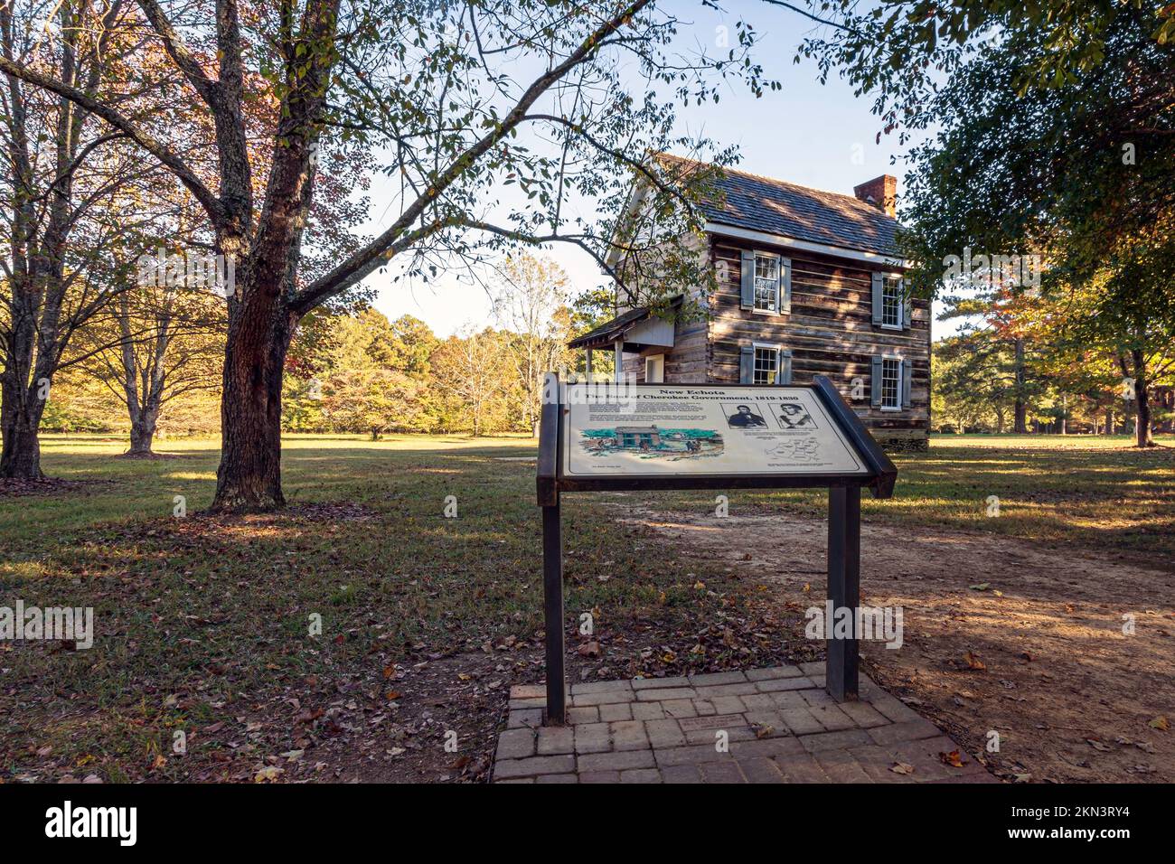 Calhoun, Georgia, USA-October 20, 2022: Replica of the Cherokee Council ...