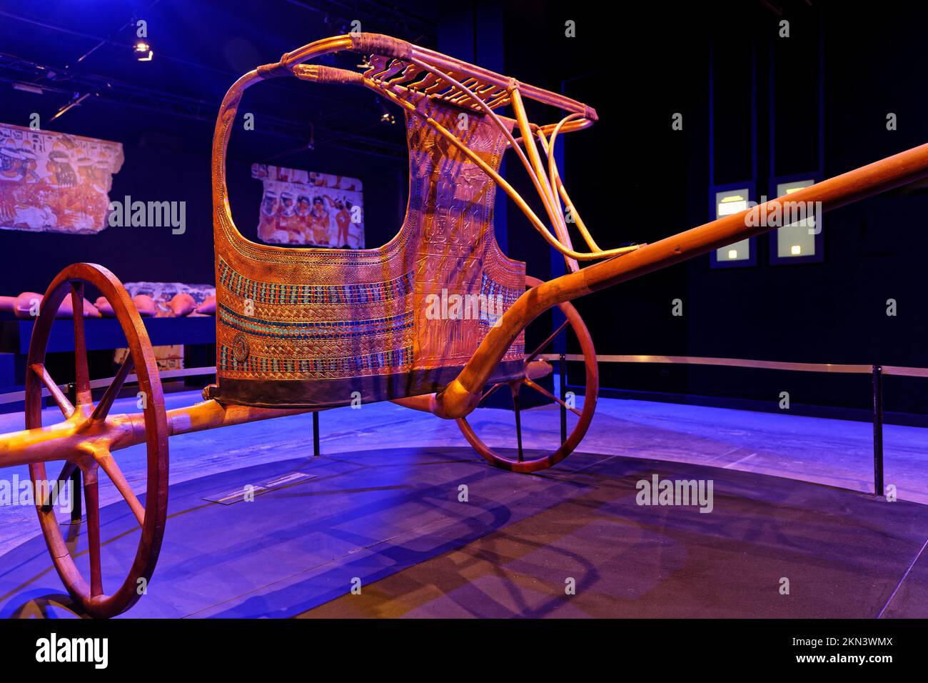 LYON, FRANCE, November 25, 2022 : Replica of an Egyptian ceremonial ...