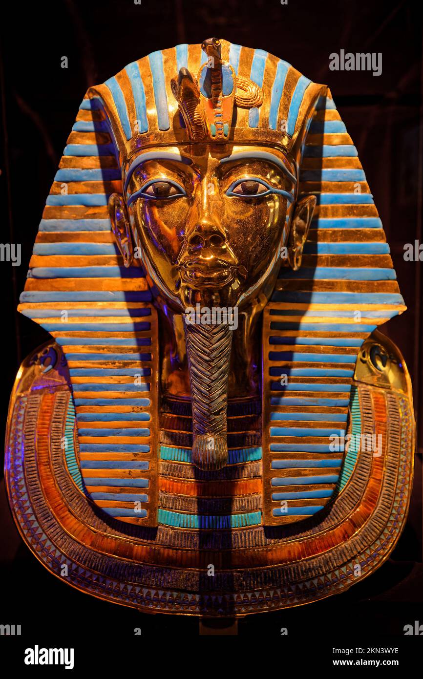 LYON, FRANCE, November 25, 2022 : Replica of Tutankhamun funeral mask ...