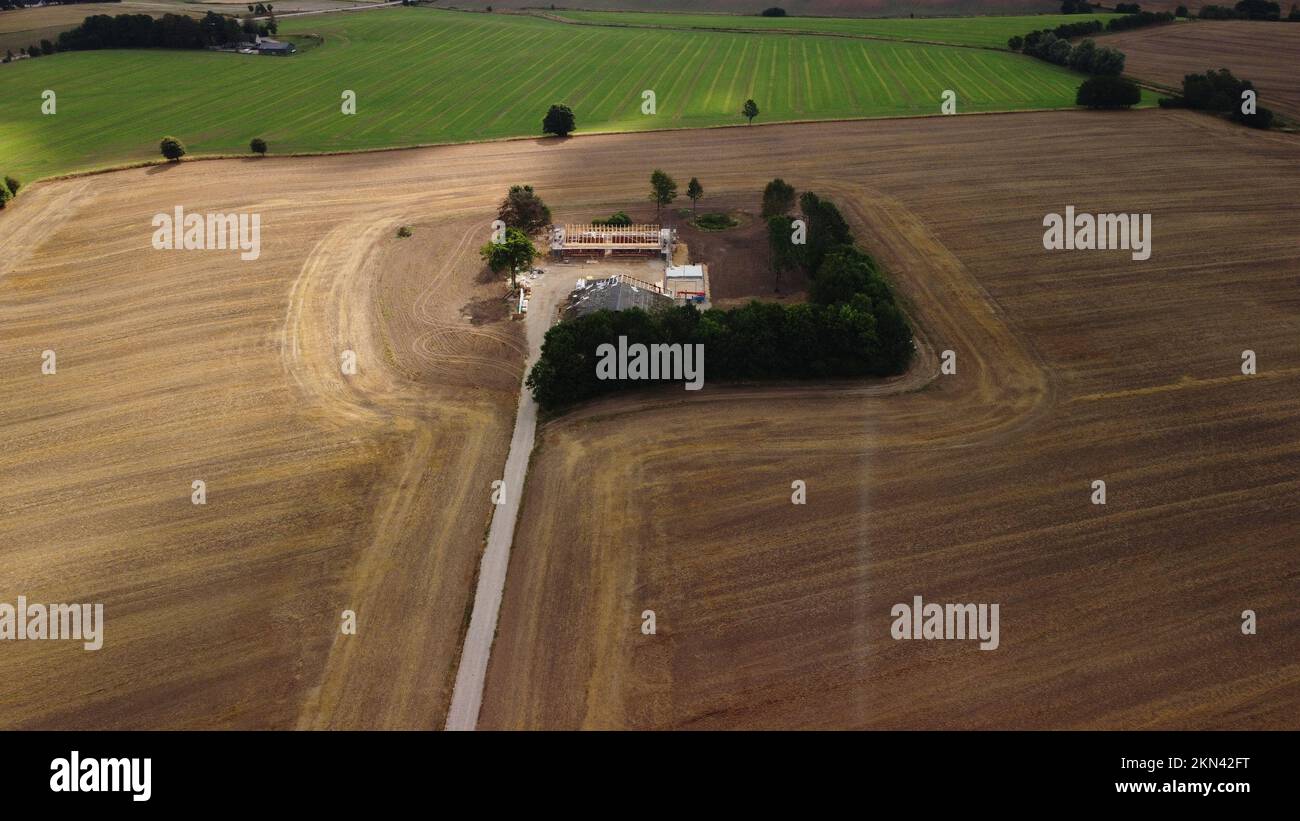 An aerial shot of a farmhouse under construction Stock Photo - Alamy