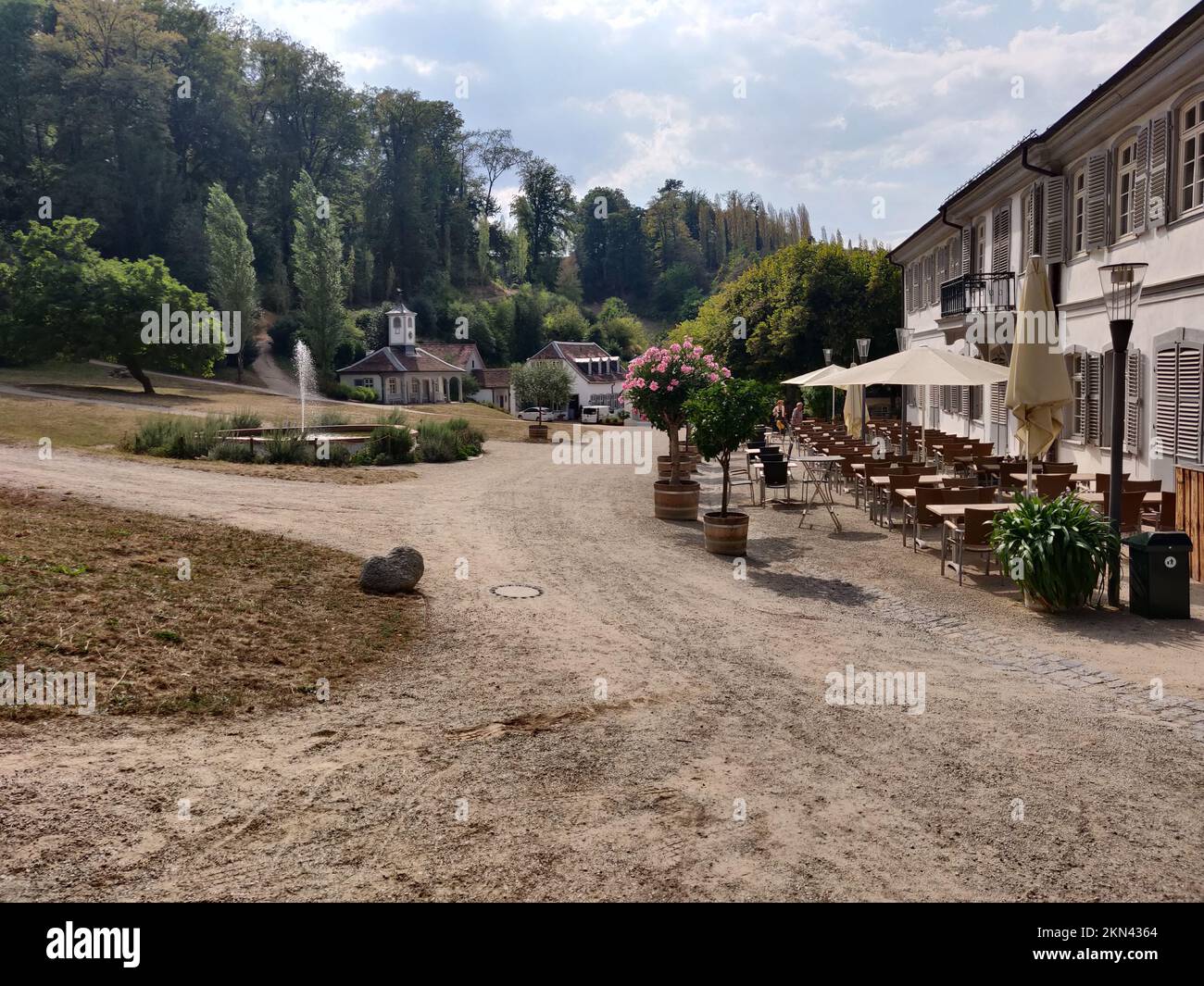 Beautiful summer view of village with old buildings in Furstenlager ...