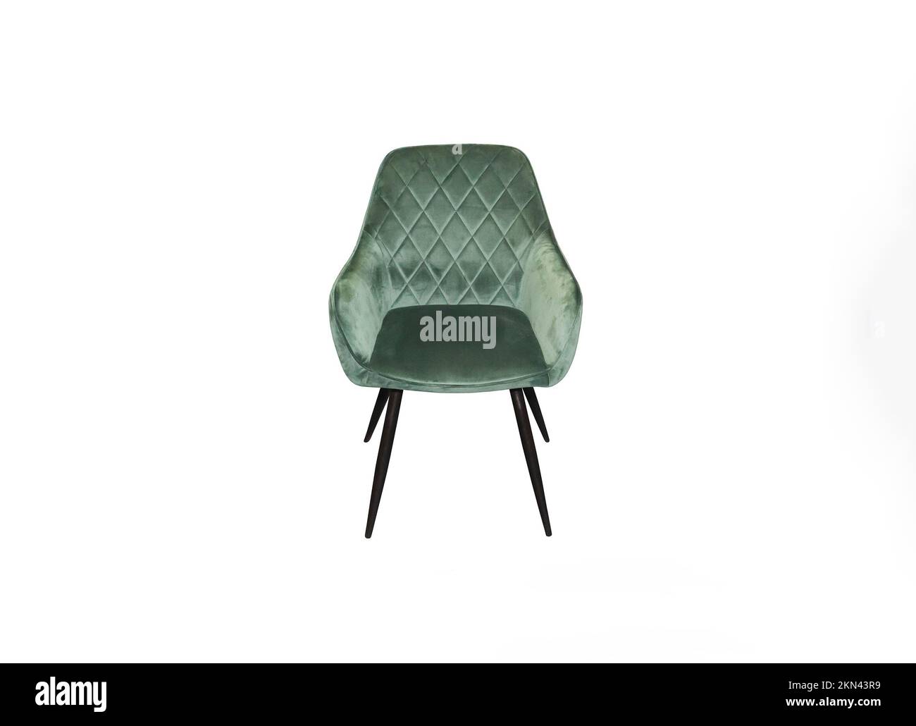 Comfortable velours green armchair on white background. Interior Stock ...