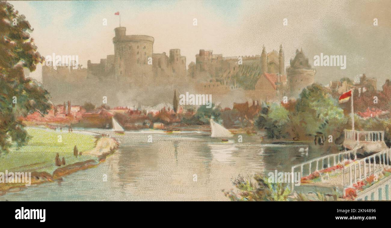 Windsor Castle Landscape painting 19th Century romantic Stock Photo - Alamy