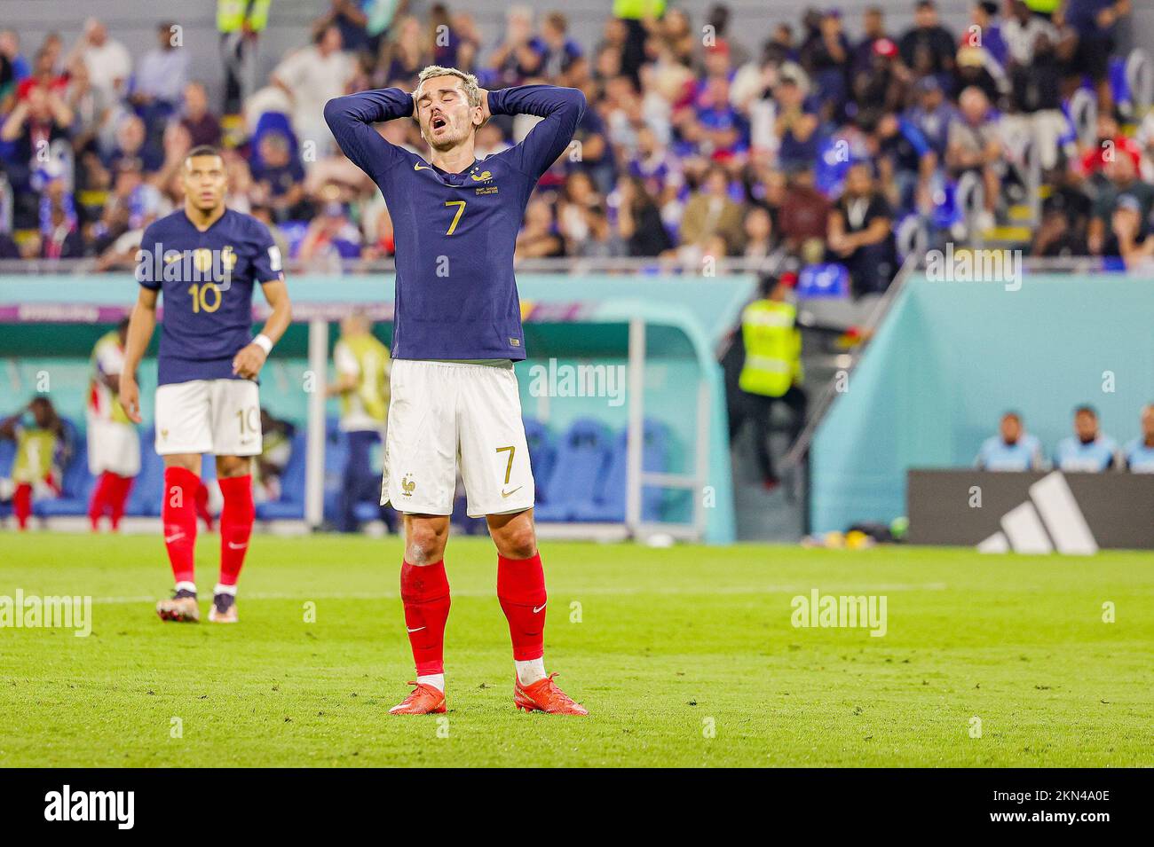 Antoine Griezmann (7) of France reacts during the FIFA World Cup 2022 ...