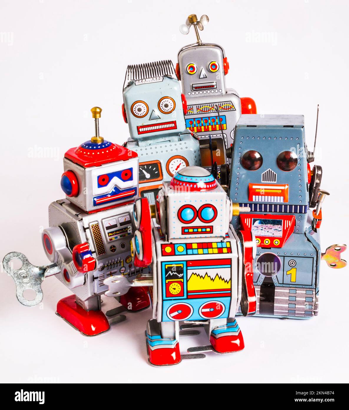 Colour art on a collection of childhood play from tin toy games ...