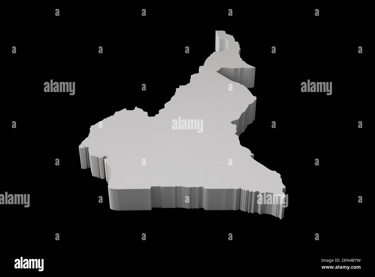 a 3D map of Cameroon Geography Cartography and topology Black and white ...