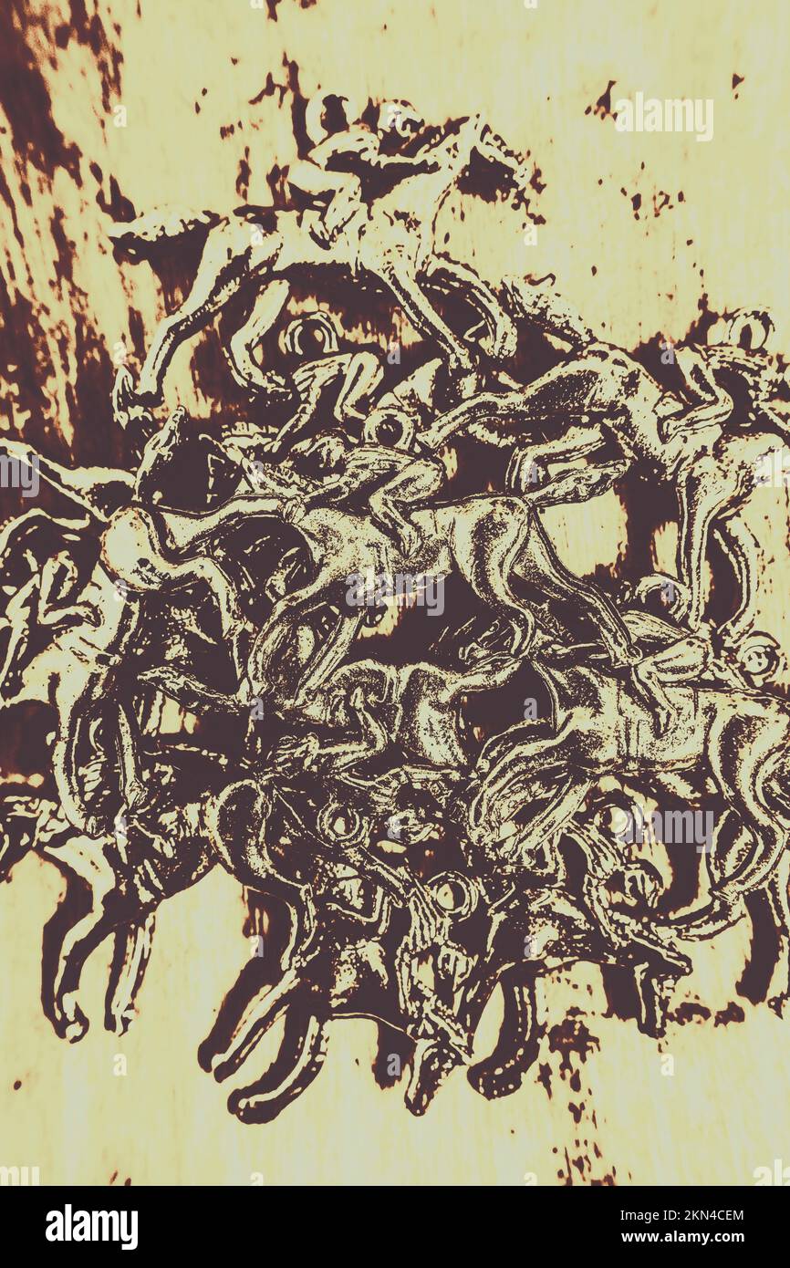 Creative abstract artwork on a mix of horse racing badges in a random ...