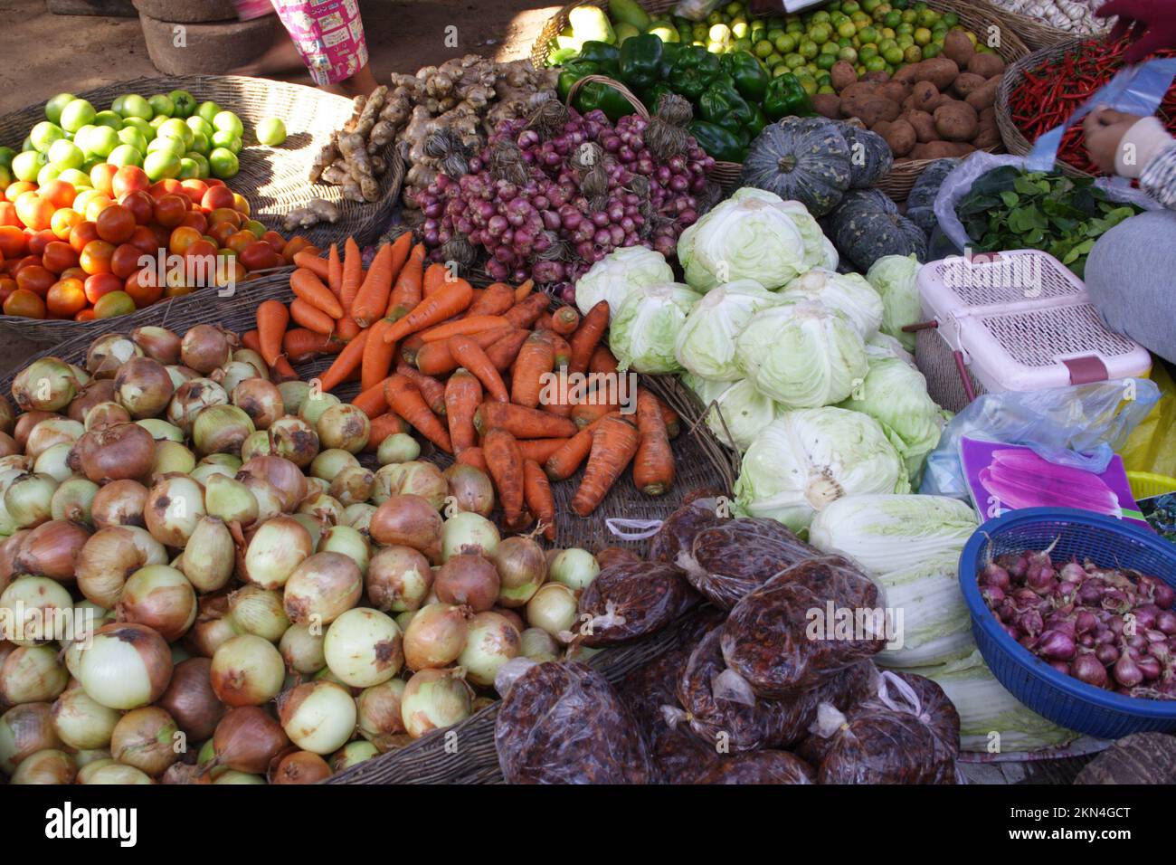 Market produce, rural market, Dom Dek market, Siem Reap Province ...