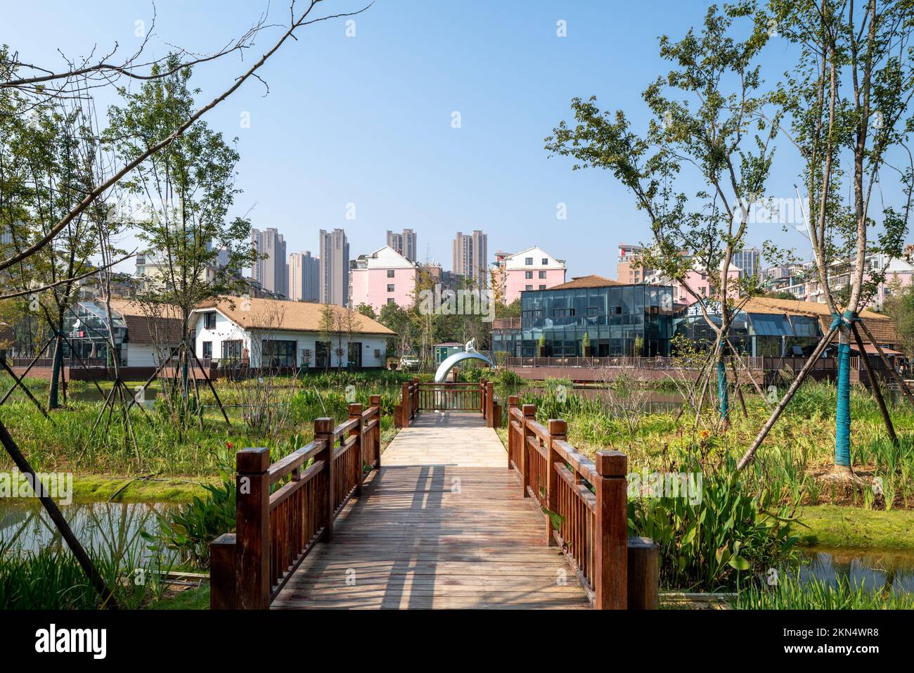 A beautiful shot of a bridge over the Guitang River with the background ...
