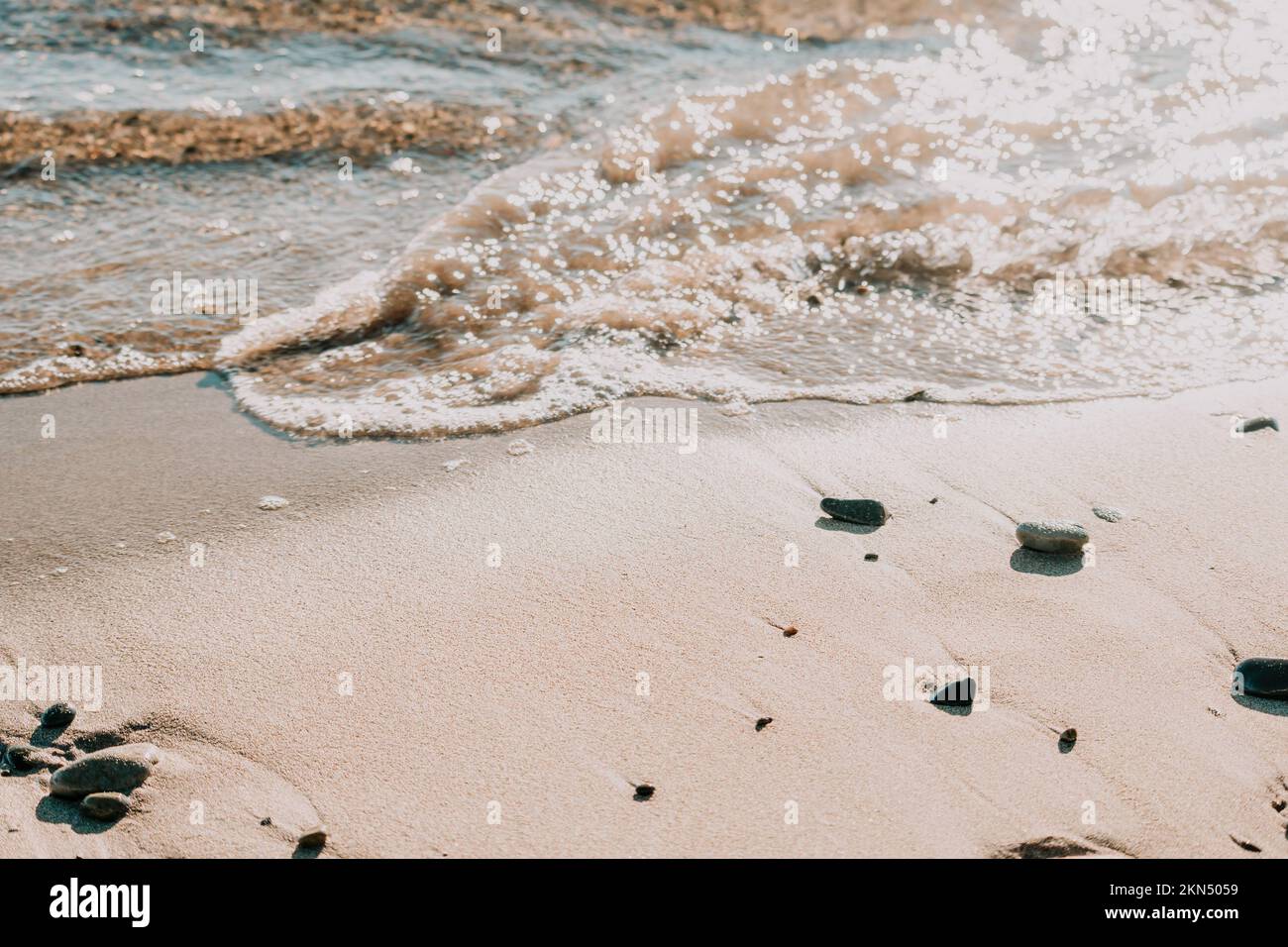 Abstract sea summer ocean sunset nature background. Small waves on ...