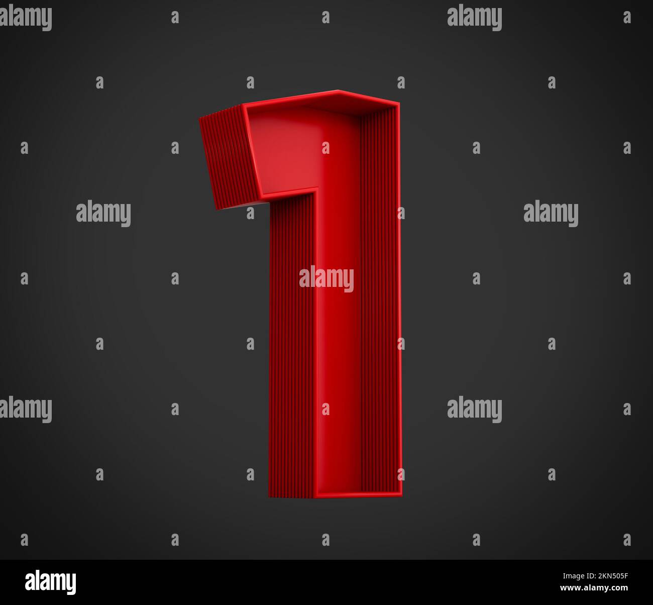 A 3d rendering of the number one in red over the black background - 1 ...