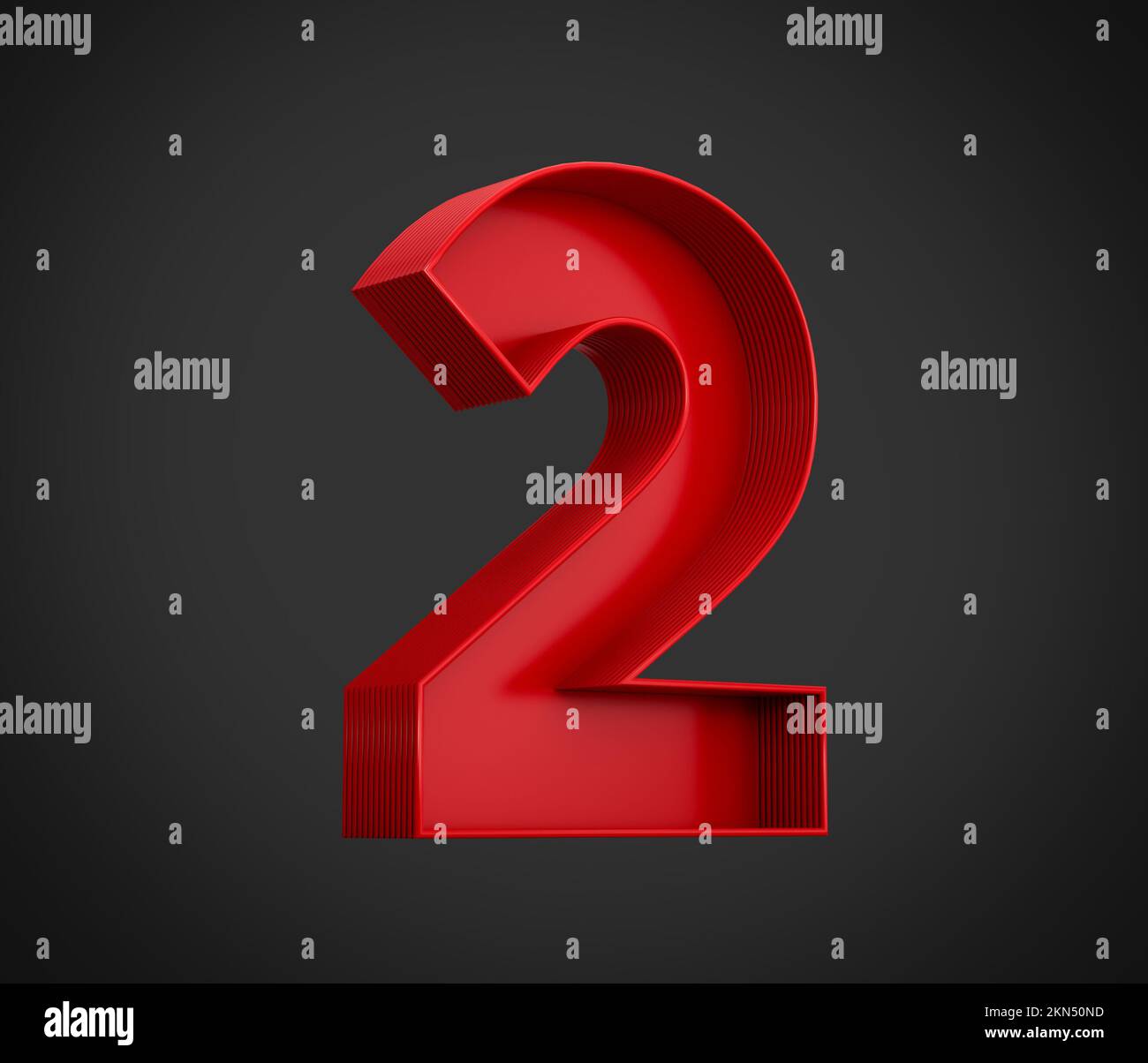 A 3d rendering of the number two in red over the black background - 2 icon Stock Photo - Alamy