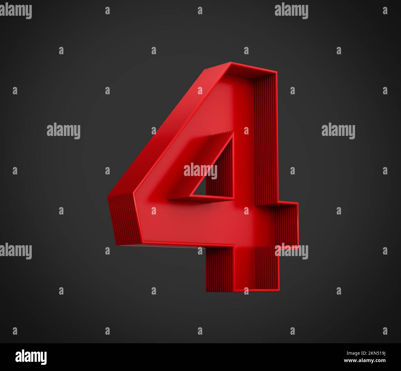 A 3d rendering of the number four in red over the black background - 4 ...