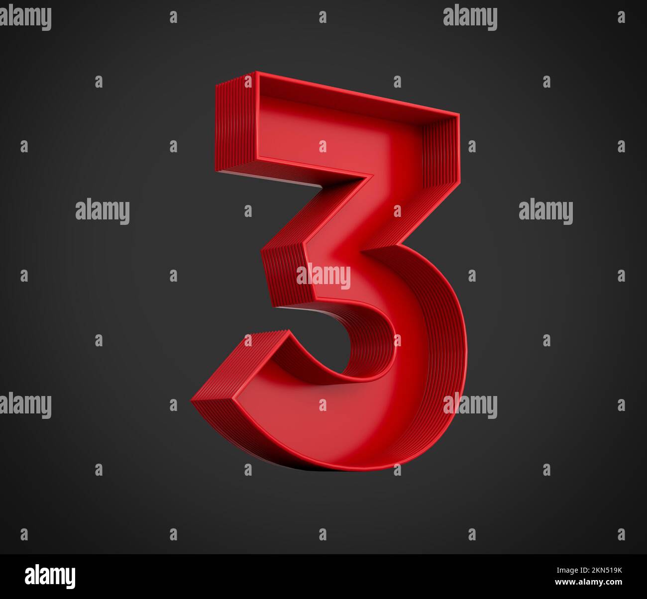 A 3d rendering of the number three in red over the black background - 3 ...