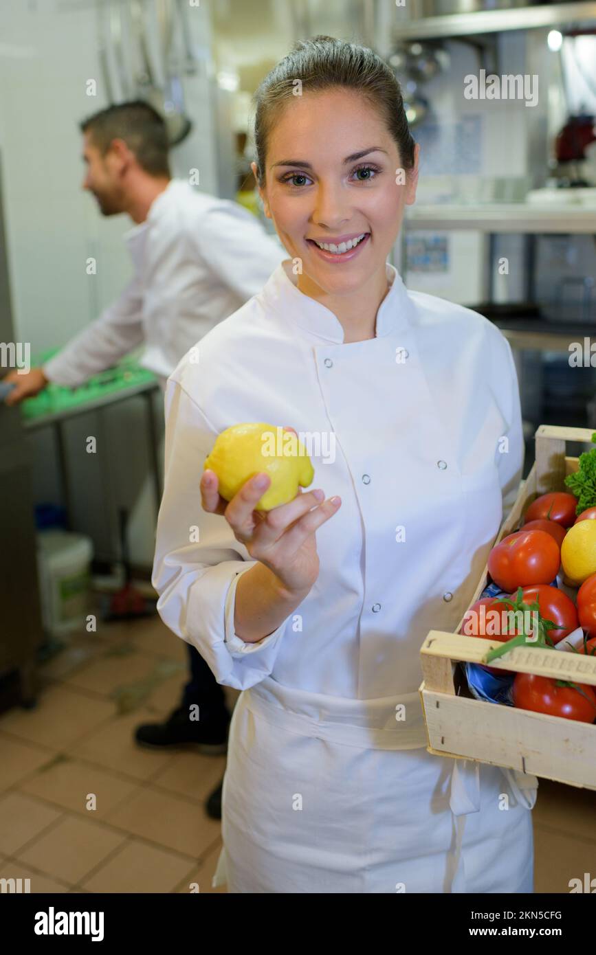 Female chef teaching male hi-res stock photography and images - Alamy